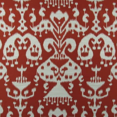 Jacquards Inc Maloy Poppy | Red Ikat Upholstery Fabric | 1502 Fabrics