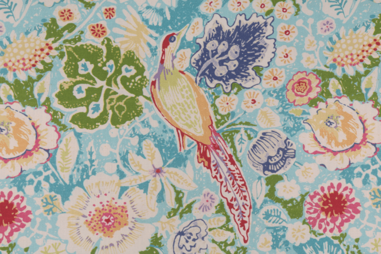 Peacock & Tropical Bird Fabric | Peacock Upholstery | 1502 Fabrics
